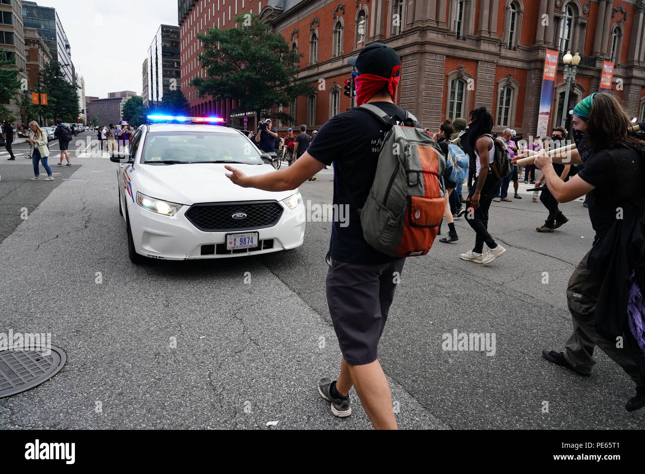 Black clad protesters hi-res stock photography and images - Alamy