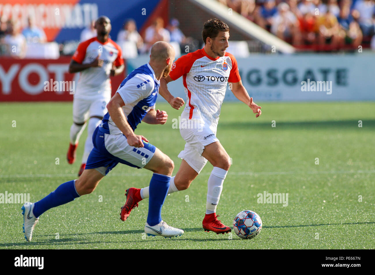 August 12, 2018: FC Cincinnati player Russell Cicerone (7) dribbles the ...