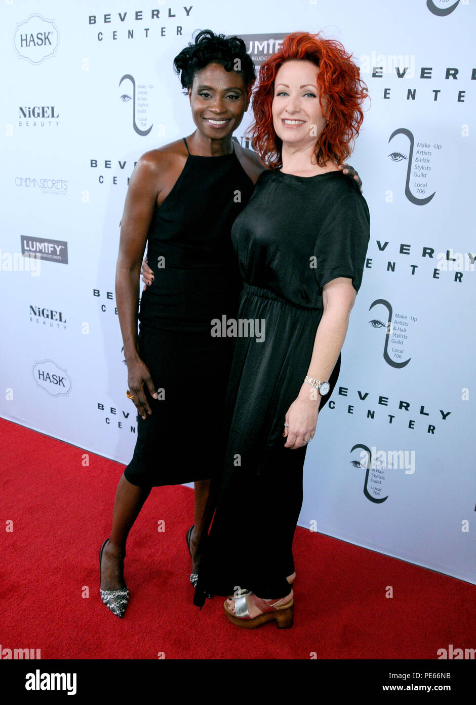 Los Angeles, USA. 12th Aug 2018. (L-R) Actress Adina Porter and make-up ...