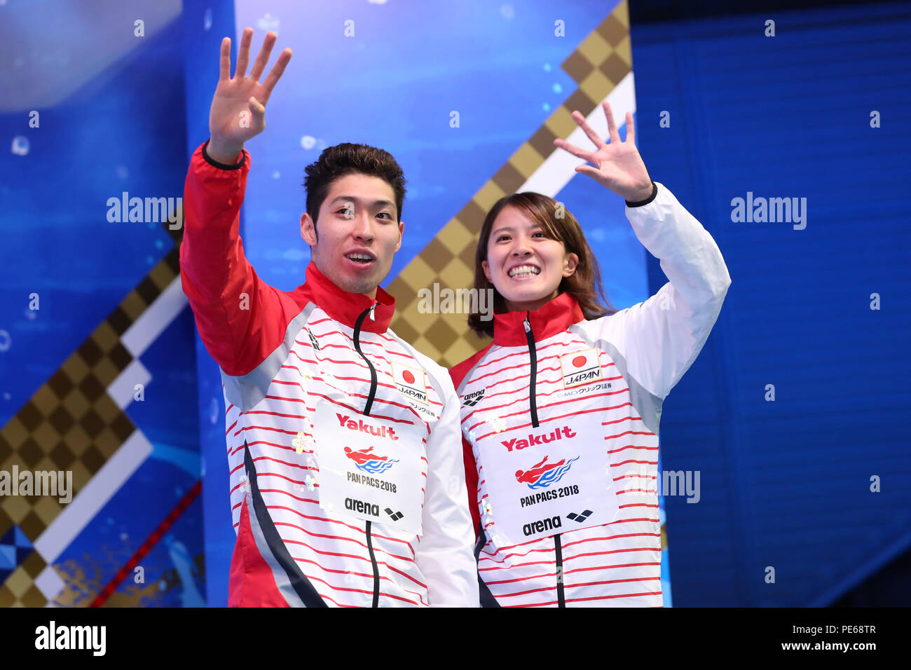 Tokyo, Japan. 12th Aug, 2018. (L-R) Kosuke Hagino, Yui Ohashi (JPN) Swimming : 2018 Pan Pacific ...