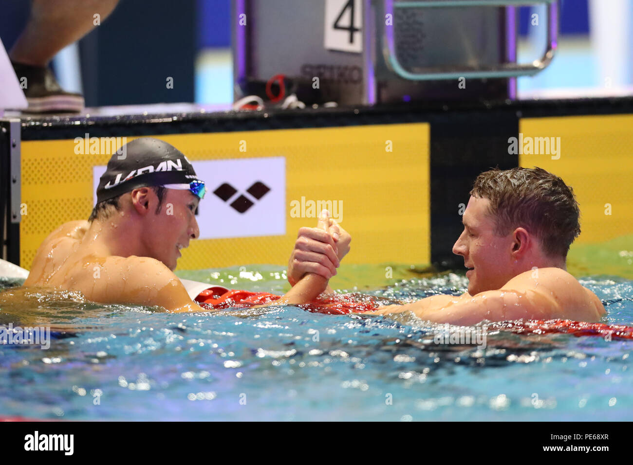 Tokyo, Japan. 12th Aug, 2018. (L-R) Ryosuke Irie (JPN), Ryan Murphy ...