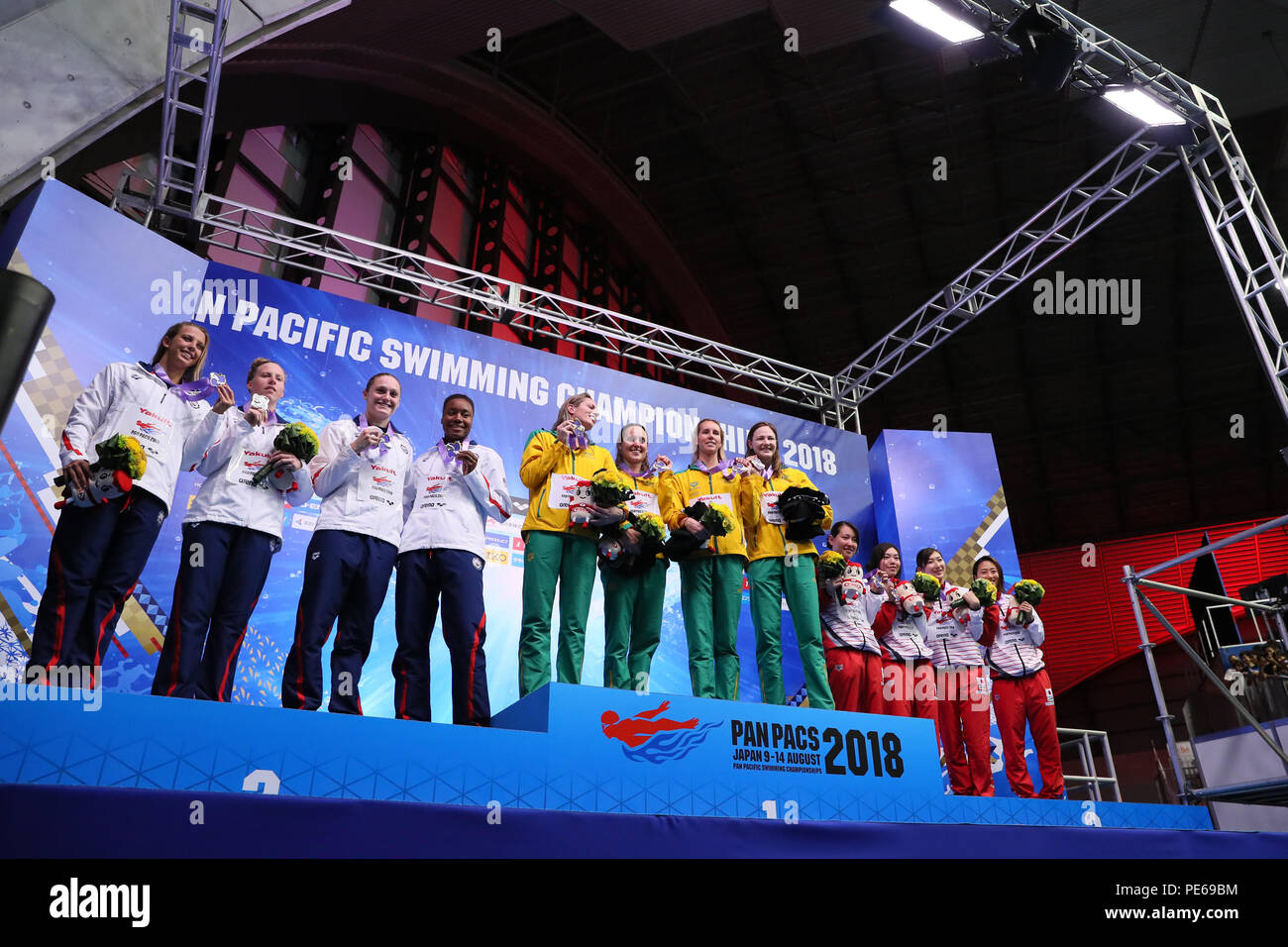 Tokyo, Japan. 12th Aug, 2018. (L-R) USA team group (USA), Australia ...