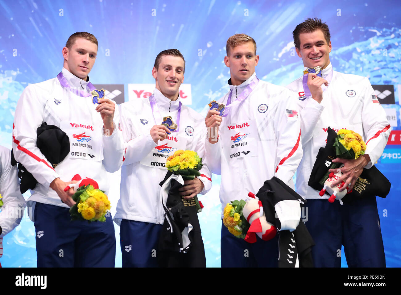 Tokyo, Japan. 12th Aug, 2018. USA team group (USA) Swimming : 2018 Pan ...