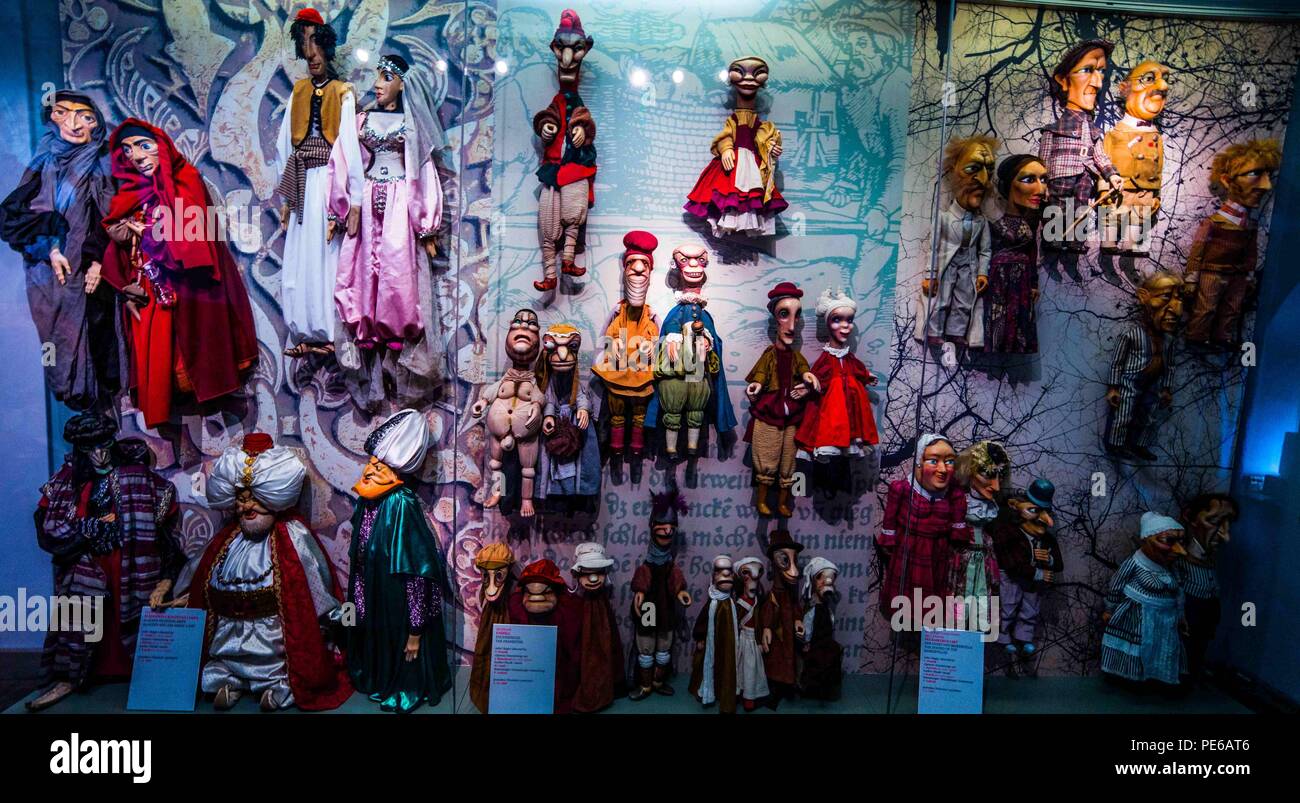 Pilsen, Pilsen, Czech Republic . 13th Aug, 2018. Various puppets can be ...