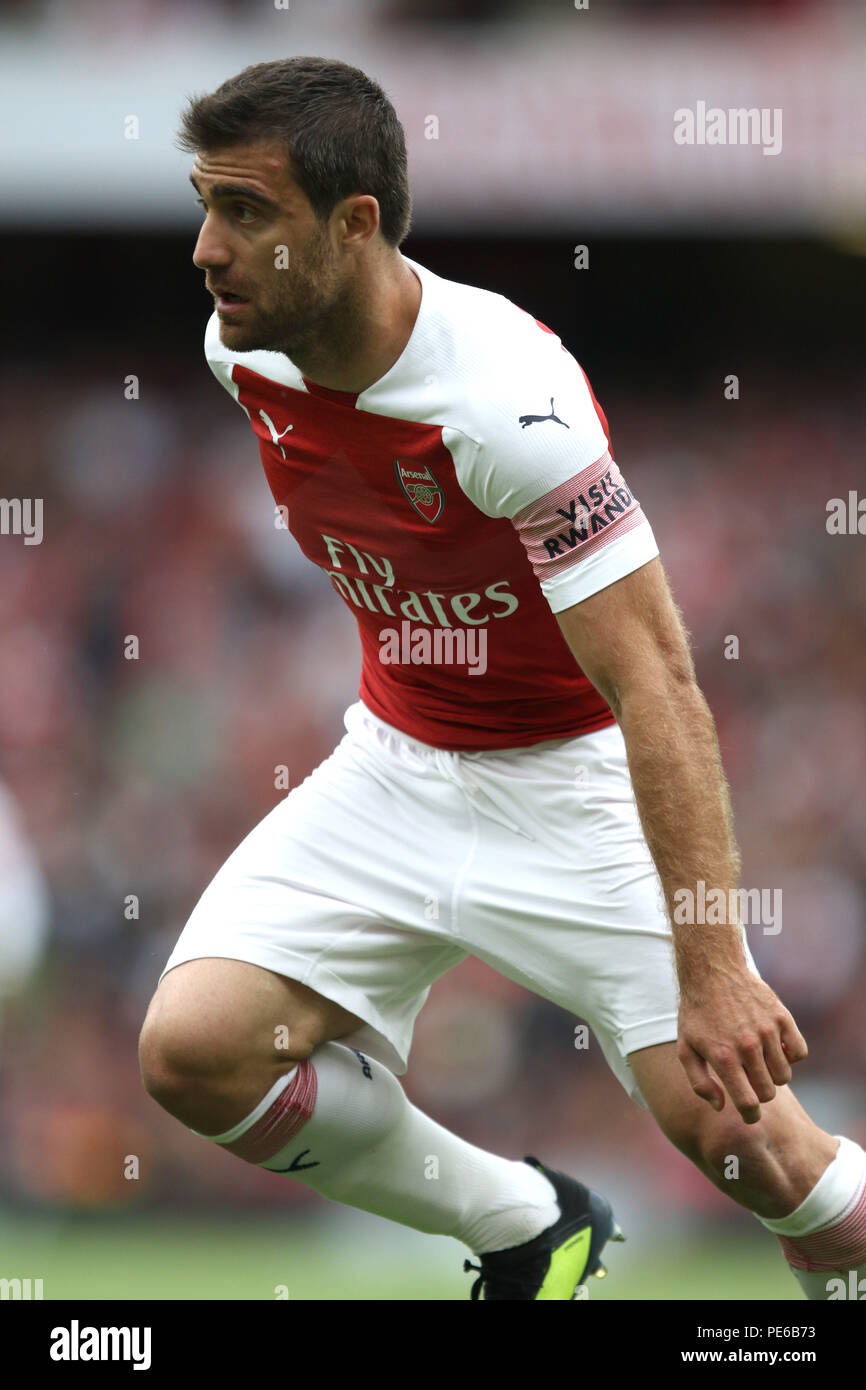 The Emirates Stadium, London, UK. 12th Aug 2018. Sokratis ...