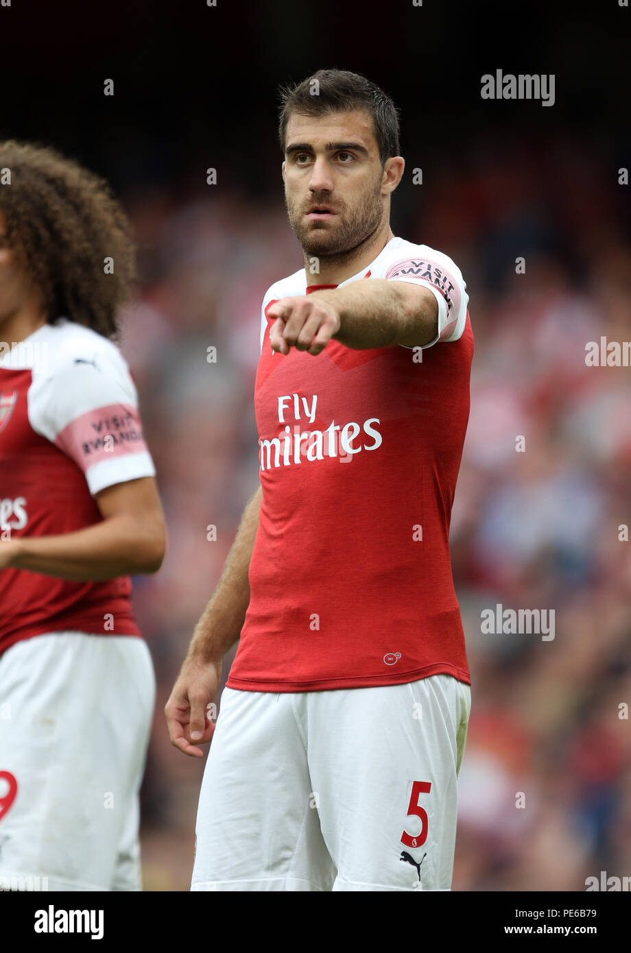 The Emirates Stadium, London, UK. 12th Aug 2018. Sokratis ...