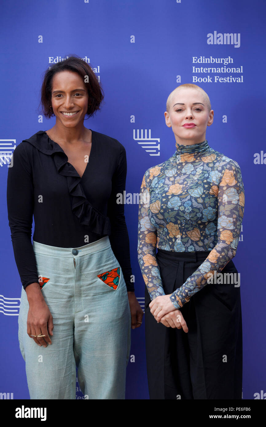 Edinburgh, UK. 13th August, 2018. Rose McGowan (right), American ...