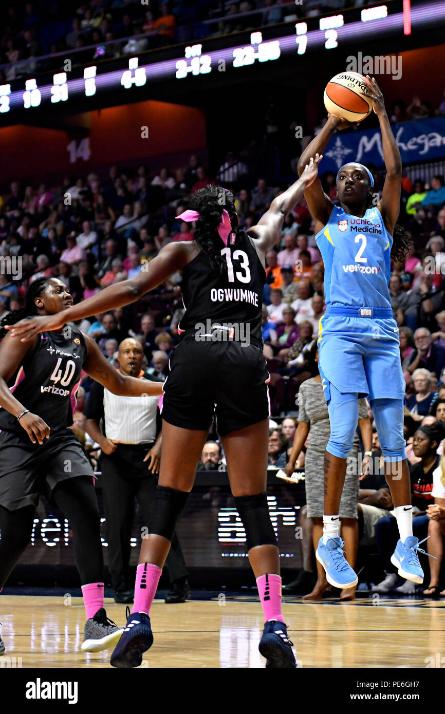 August, 2018:, Chicago Center, Kahleah Copper, shoots a jump shot ...