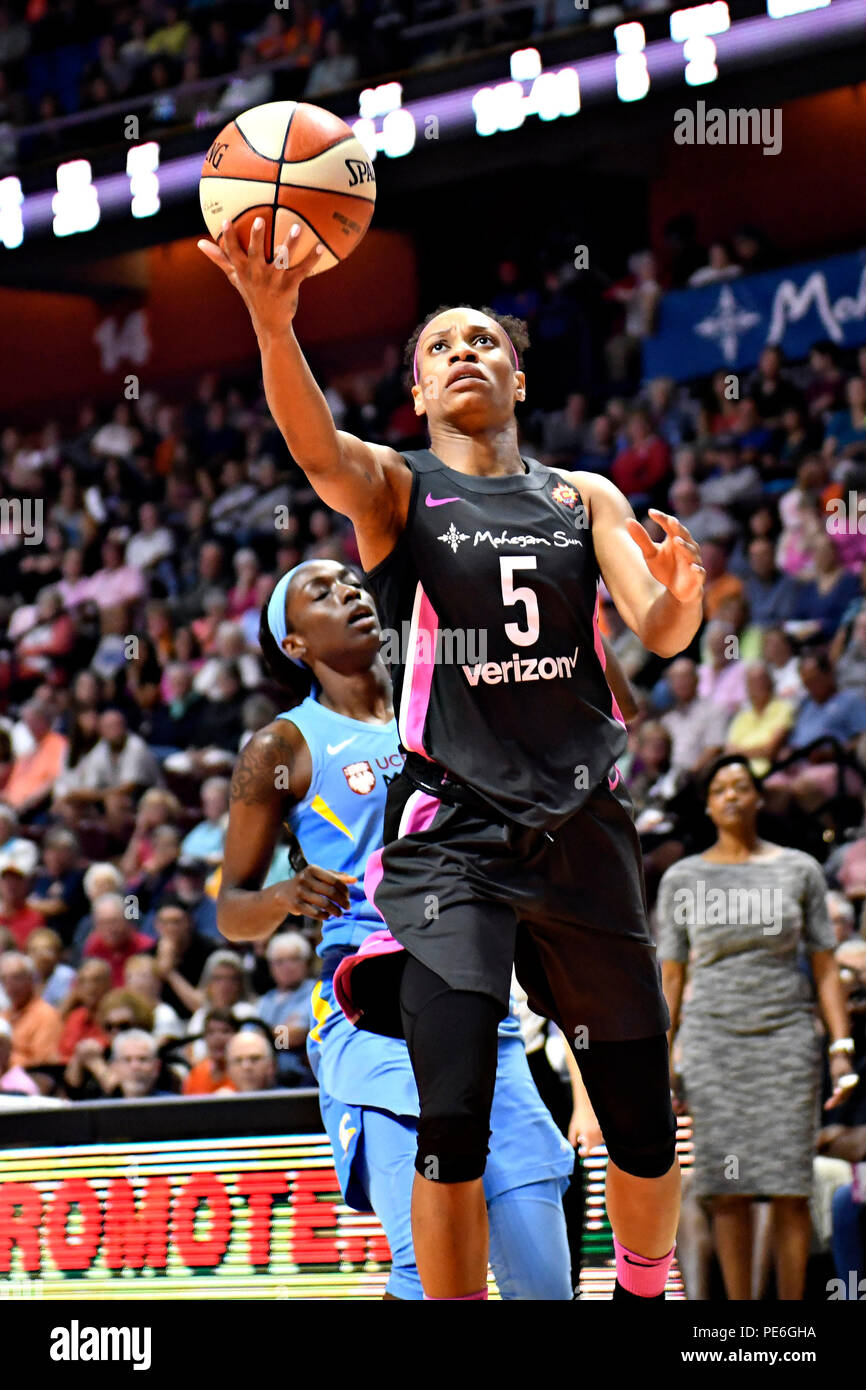 August, 2018:, Connecticut Guard, Jasmine Thomas, goes up for a lay up ...