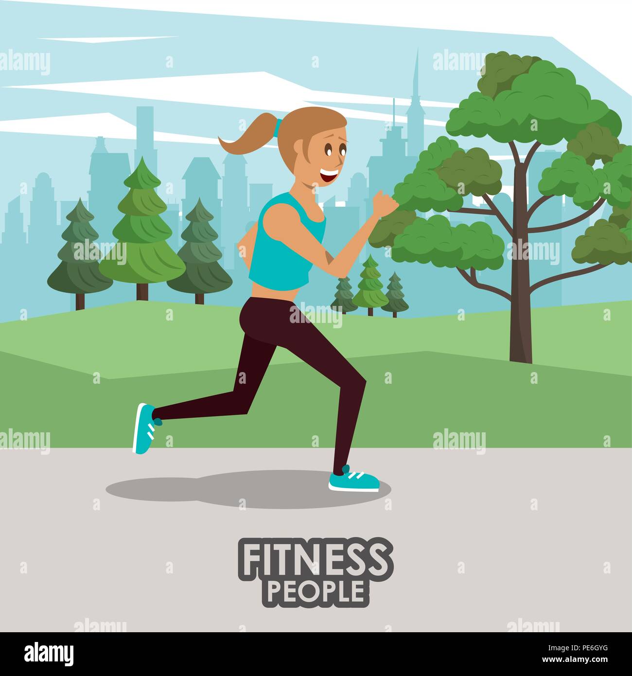 Walking woman park exercise fit Stock Vector Images - Alamy