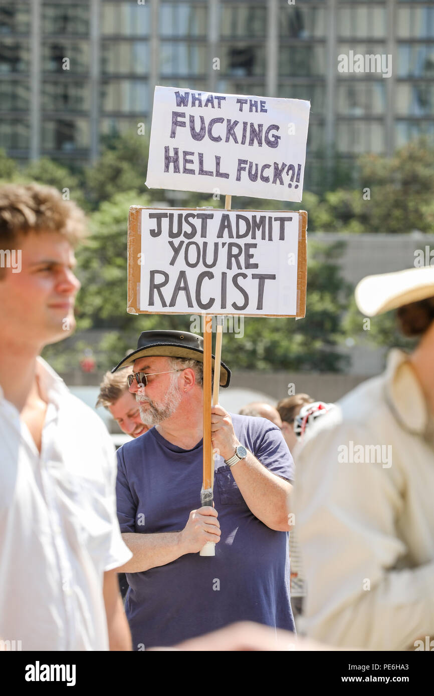AUGUST 11, 2018 - TORONTO, CANADA: 'STOP THE HATE' ANTI RACISM RALLY ...