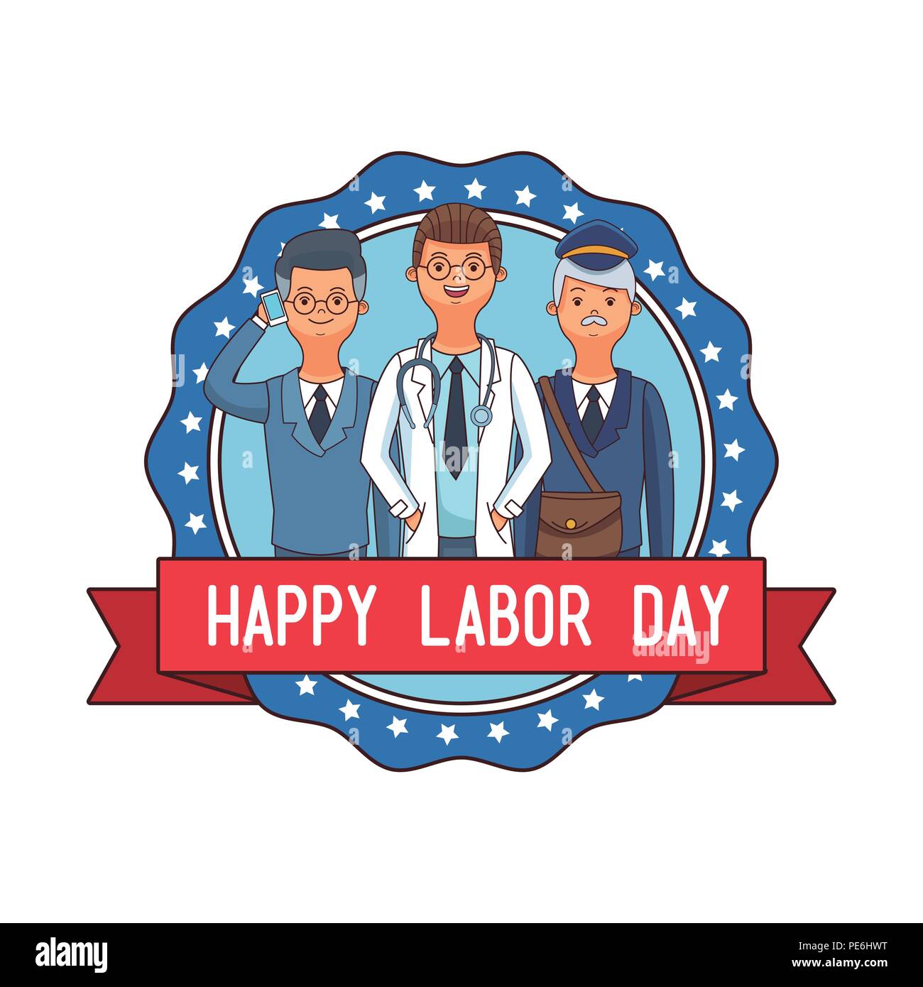 Happy labor day emblem Stock Vector Image & Art - Alamy