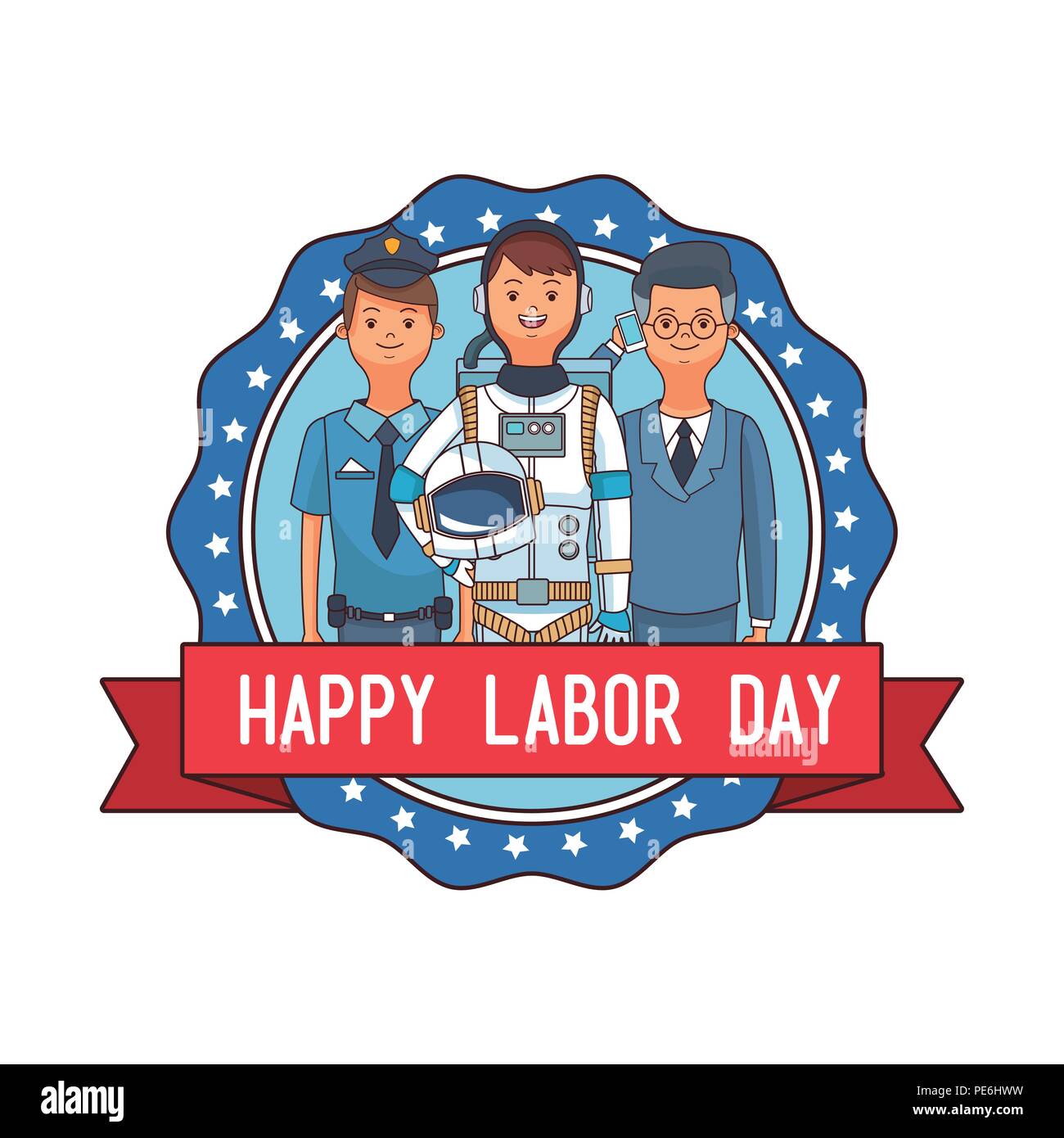 Happy labor day emblem Stock Vector Image & Art - Alamy
