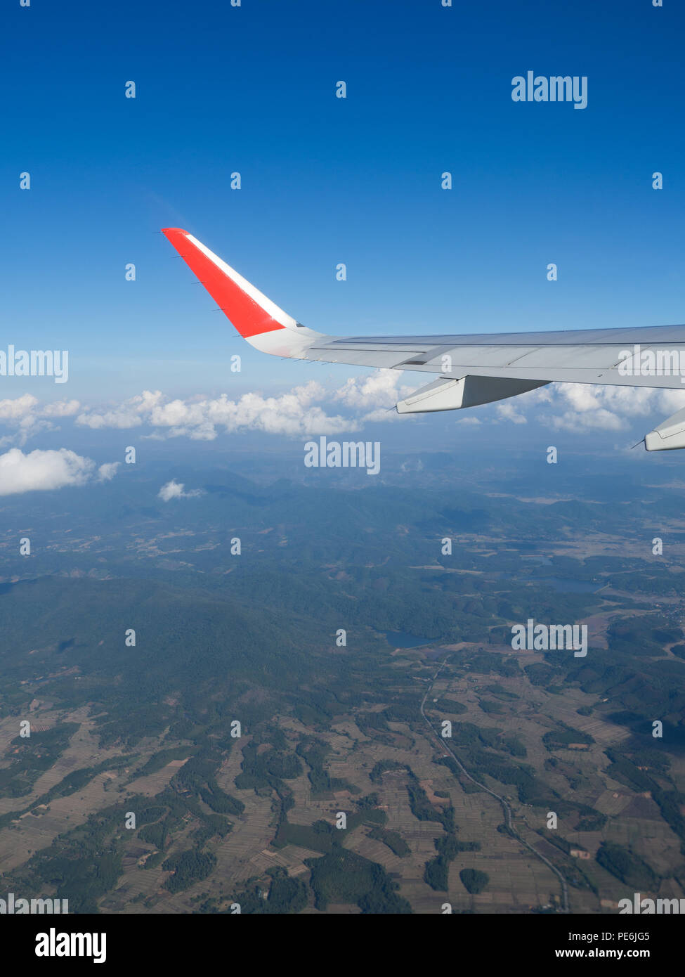 View from airplane windows from passenger, beautiful cloud group, blue ...