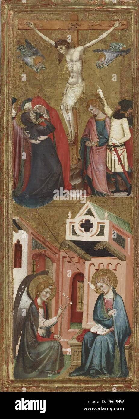 Arnau Bassa - Triptych with Madonna and Child with the Crucifixion and the Annunciation Stock ...