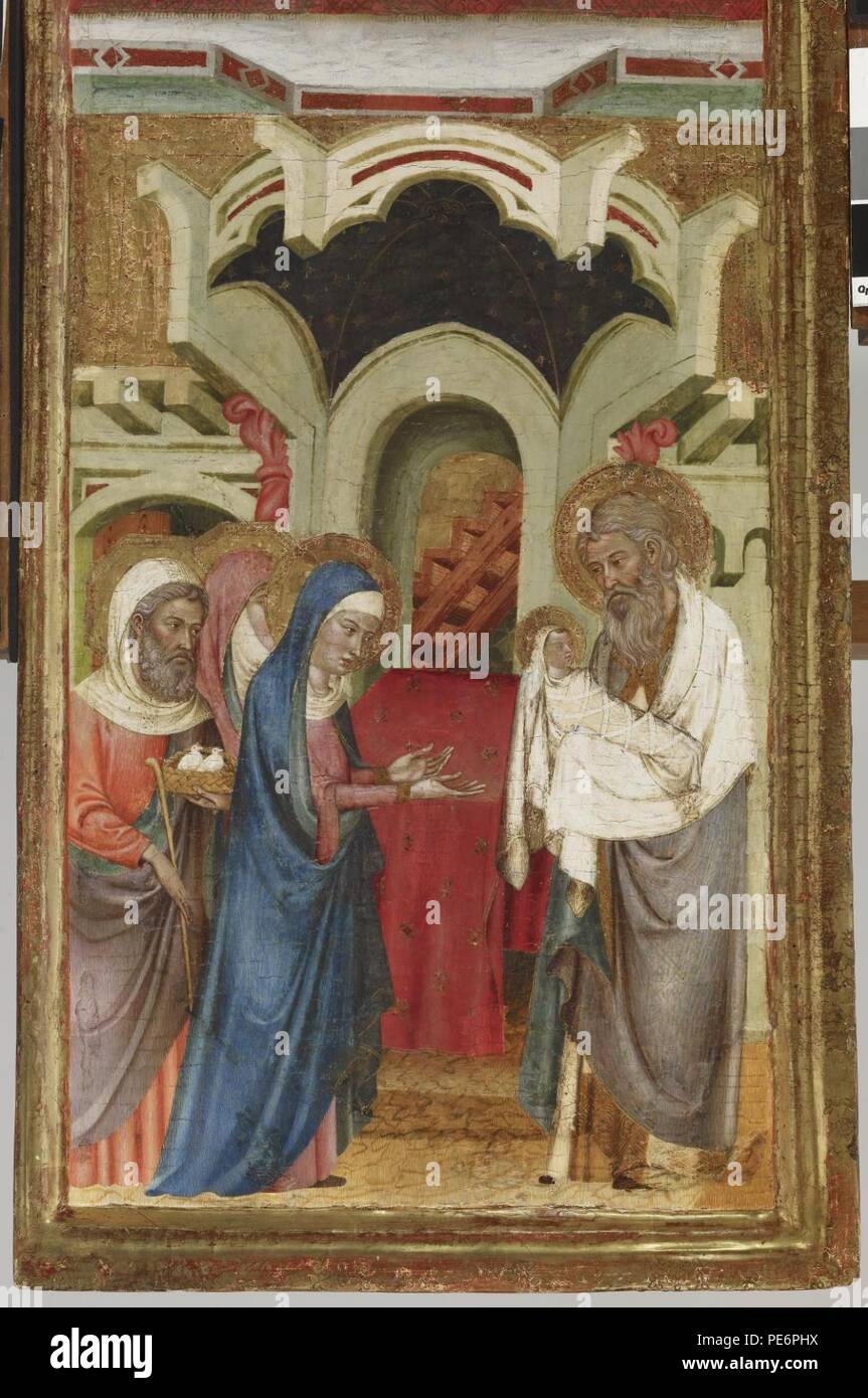 Arnau Bassa - Triptych with Madonna and Child with the Crucifixion and the Annunciation Stock ...