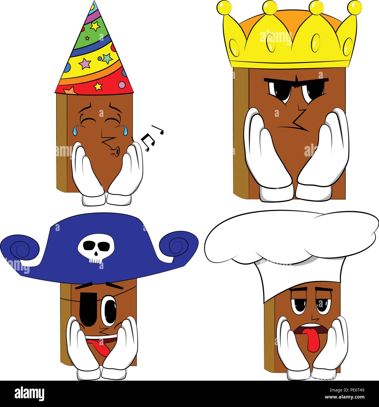 Books touching his face. Cartoon book collection with costume faces ...