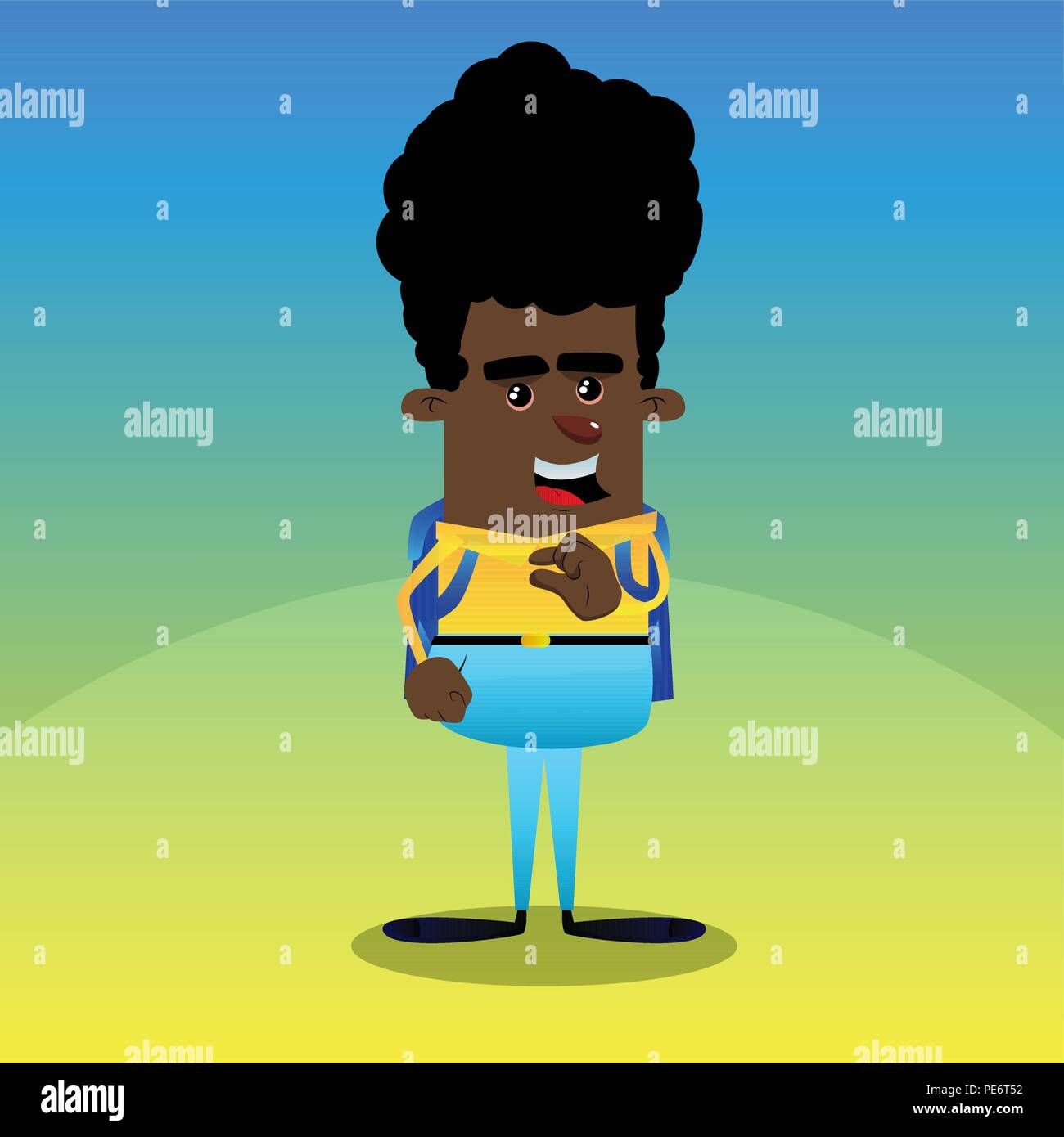 Schoolboy gesturing a small amount with hand. Vector cartoon character ...