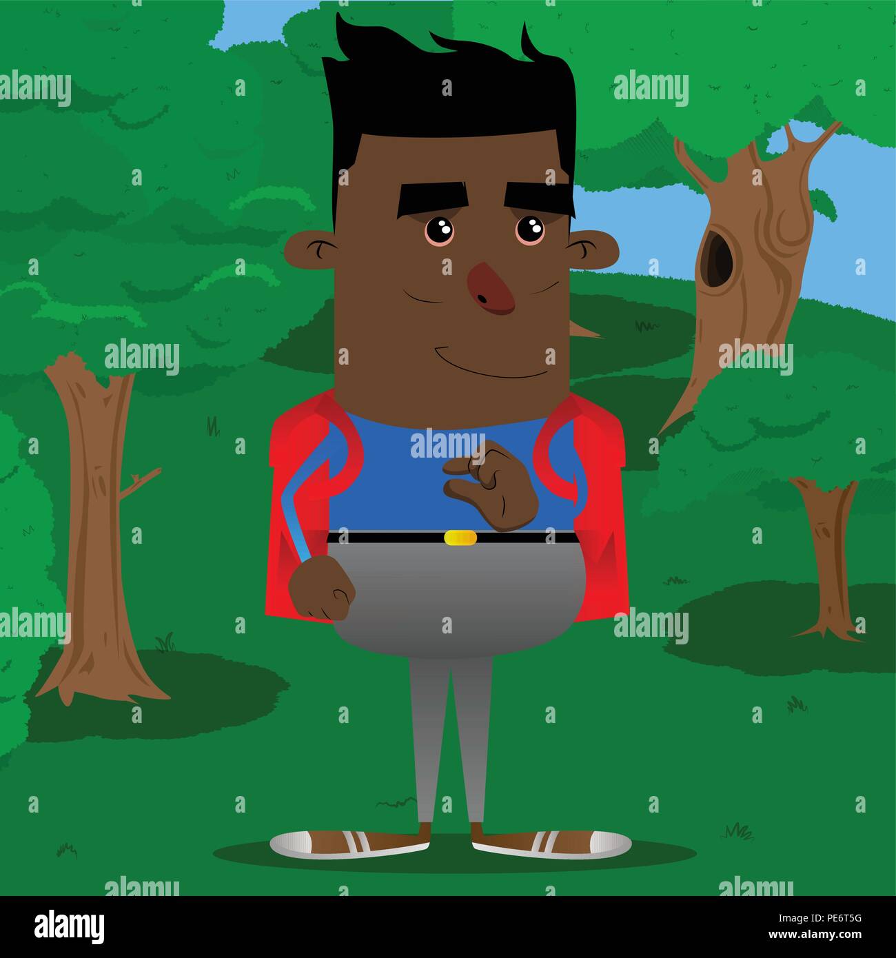 Schoolboy gesturing a small amount with hand. Vector cartoon character ...