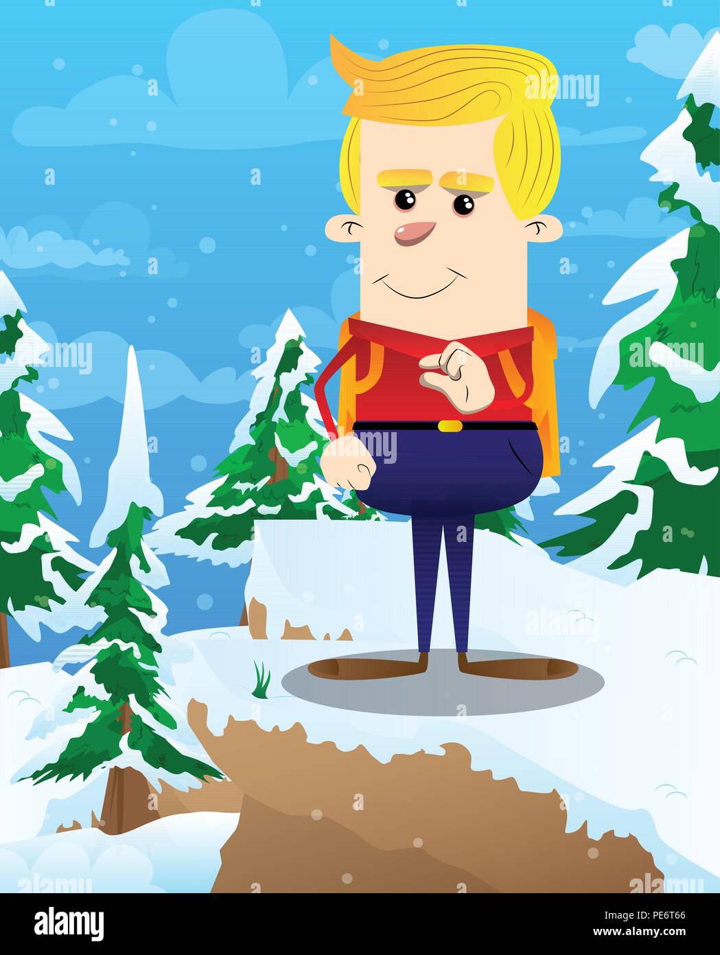 Schoolboy gesturing a small amount with hand. Vector cartoon character ...