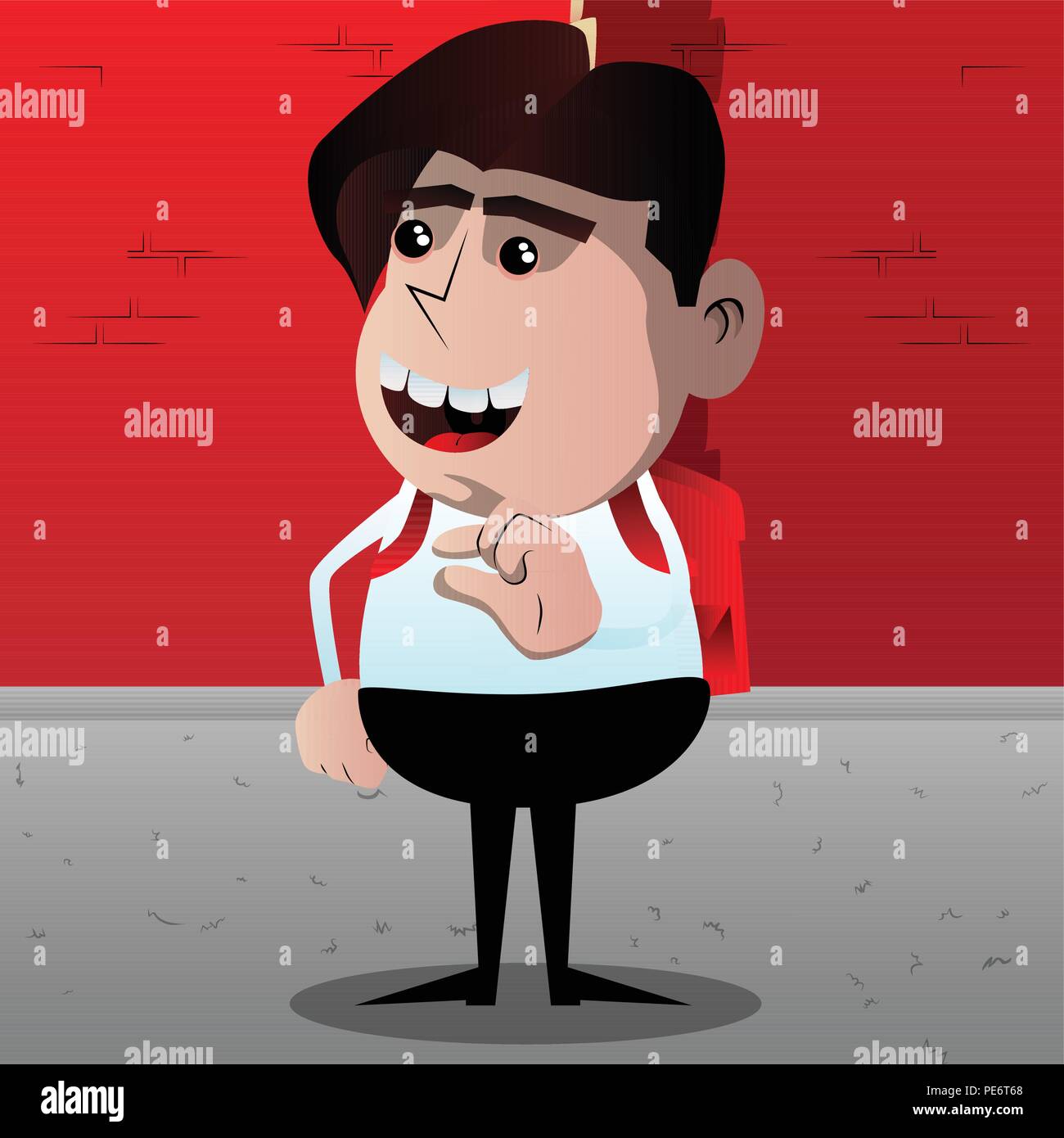 Schoolboy gesturing a small amount with hand. Vector cartoon character ...