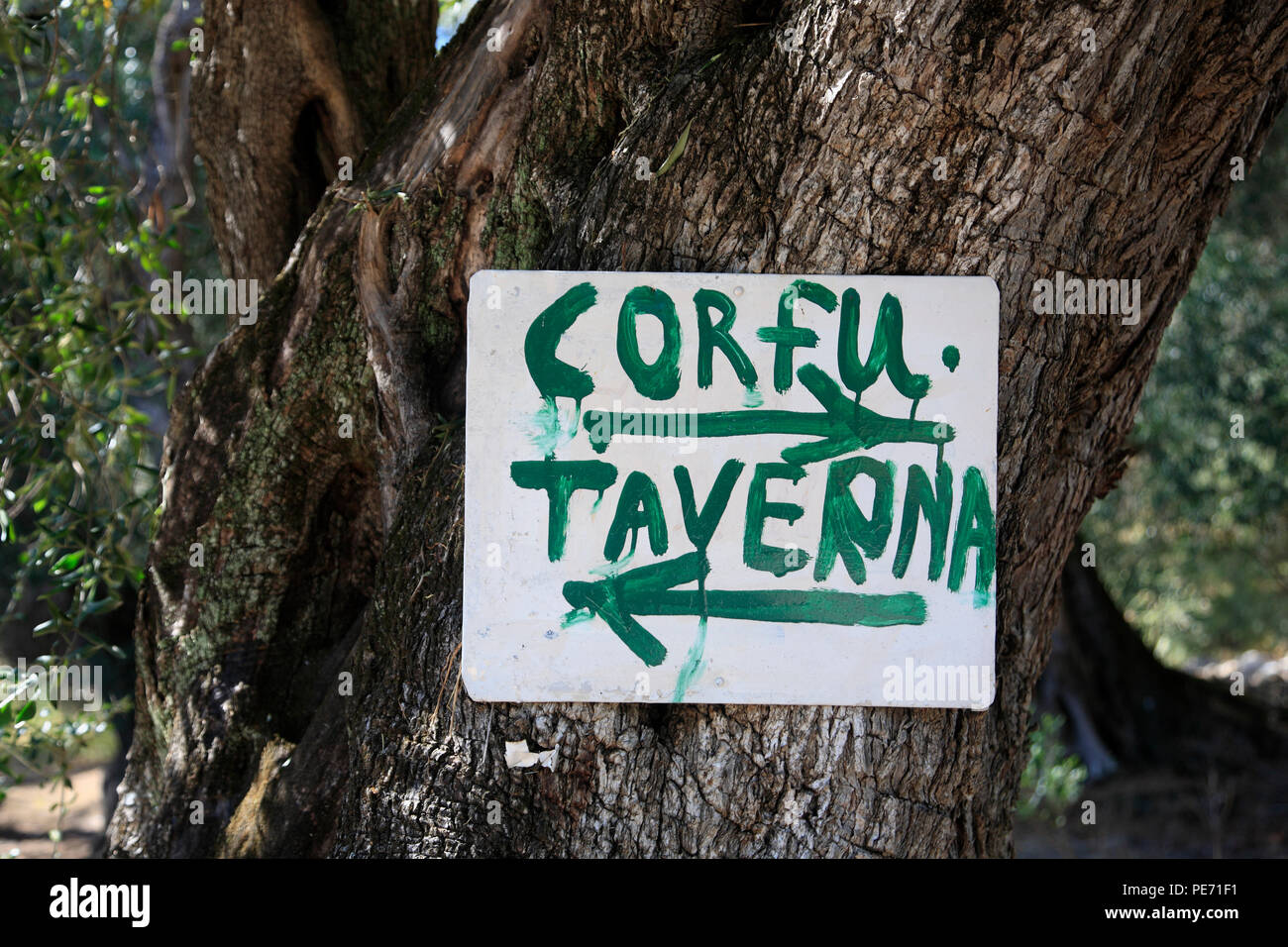 Taverna Sign, Corfu, Greece, Europe Stock Photo - Alamy