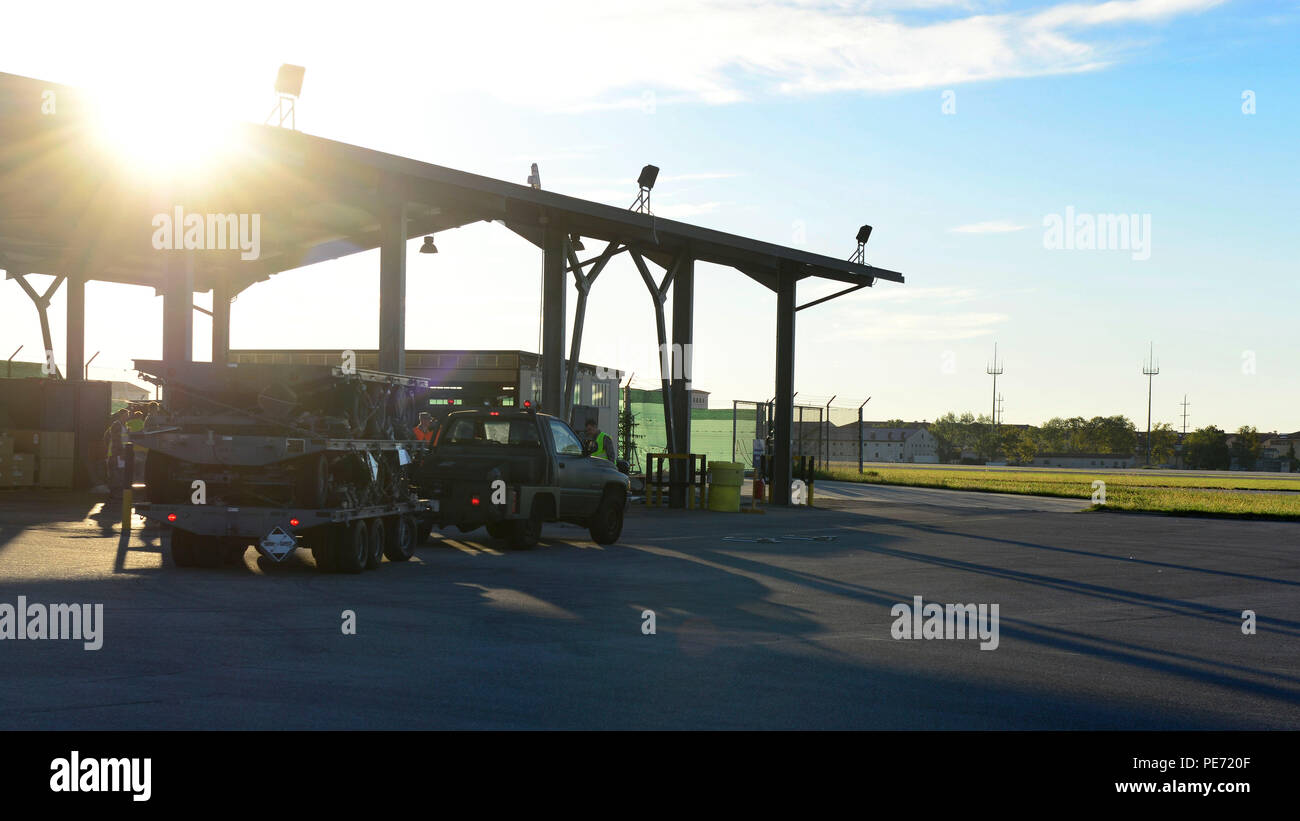 U.S. Air Force Airmen assigned to the 31st Fighter Wing move cargo ...