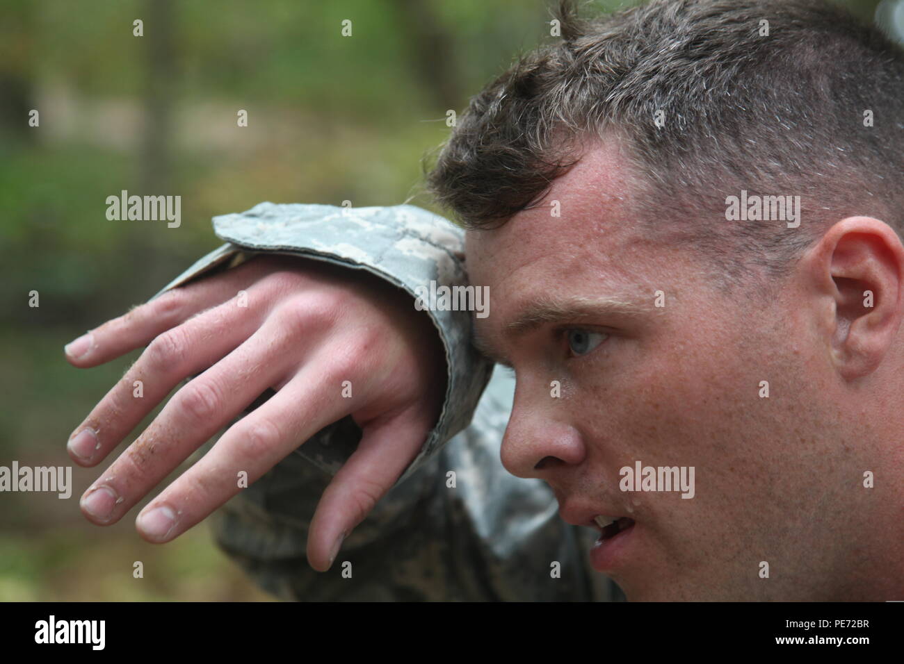 U.S. Army Pfc. Casey Dinnison, assigned to 55th Signal Company (Combat ...