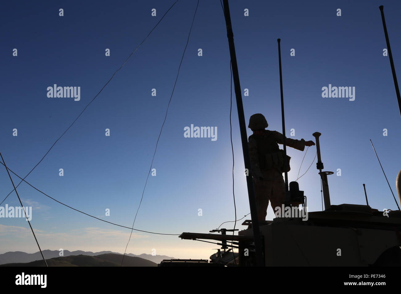 Radio operator with 13th marine expeditionary unit hi-res stock ...