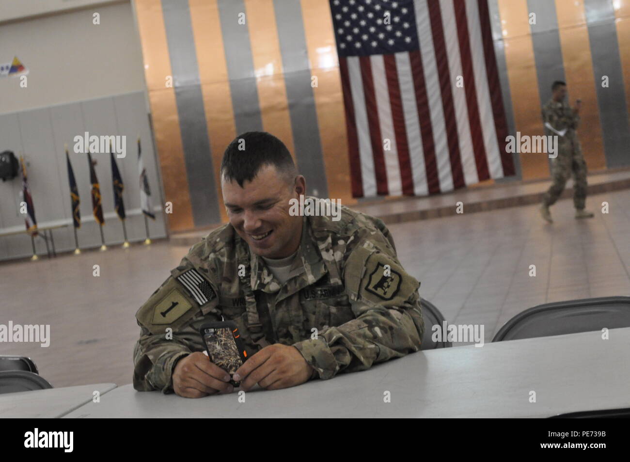 Sgt. Justin Wright, 155th Engineer Company, “Skypes” with family while ...