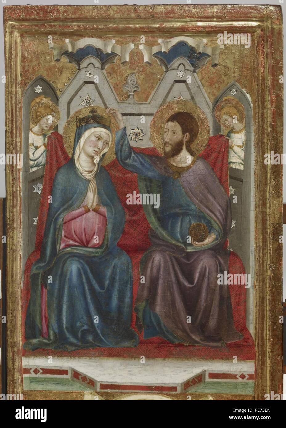 Arnau Bassa - Triptych with Madonna and Child with the Crucifixion and the Annunciation Stock ...