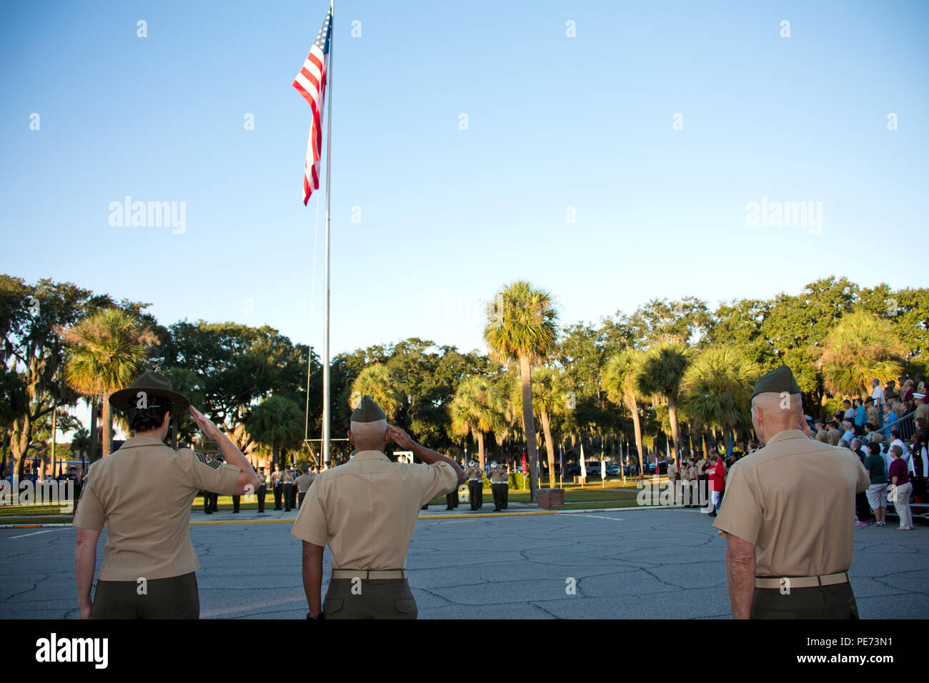 U.S. Marines Sgt. Maj. Angela M. Maness, left, the sergeant major, Brig ...