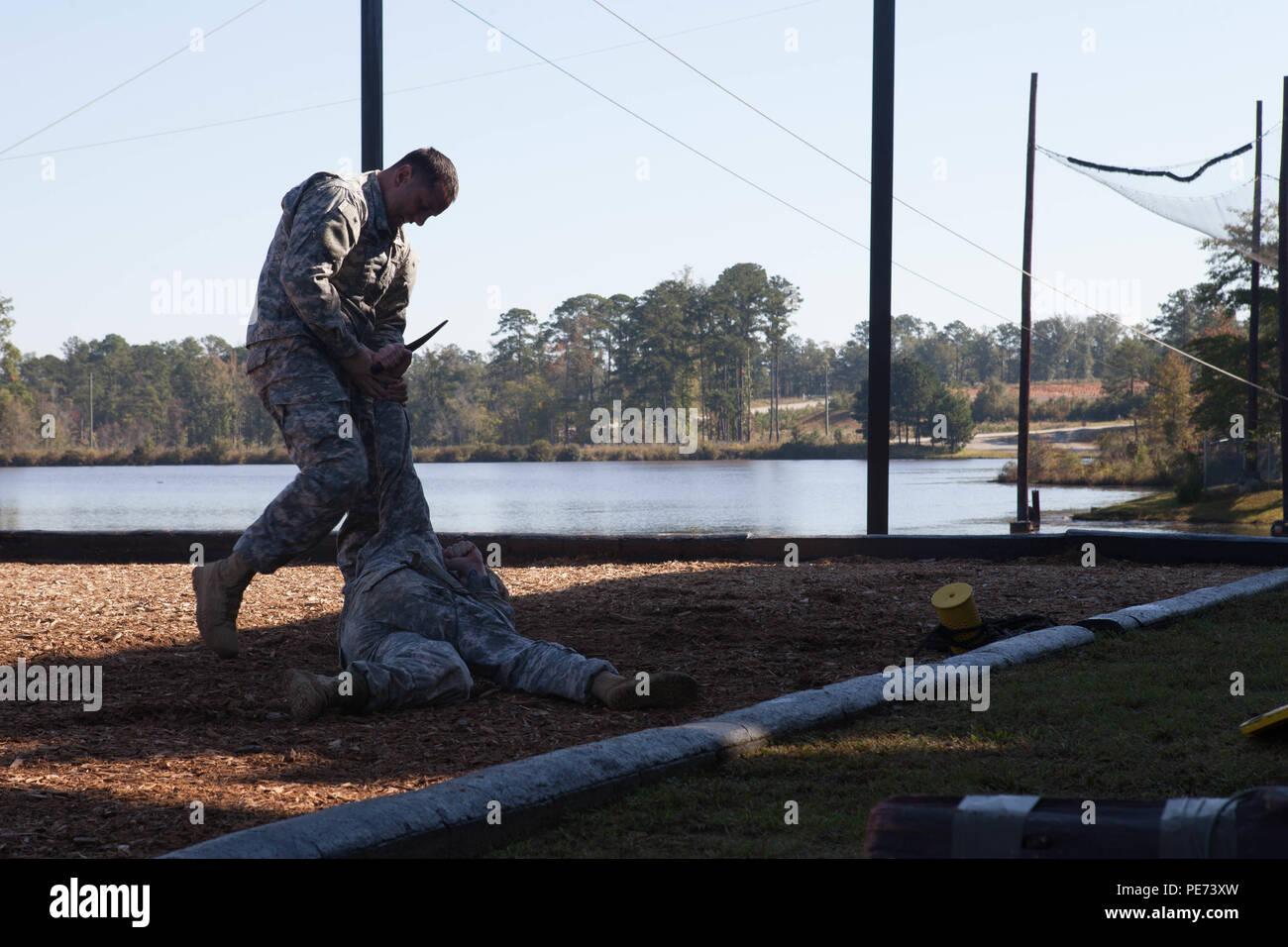 U.S. Army Rangers demonstrate a skill they learned in ranger school on ...