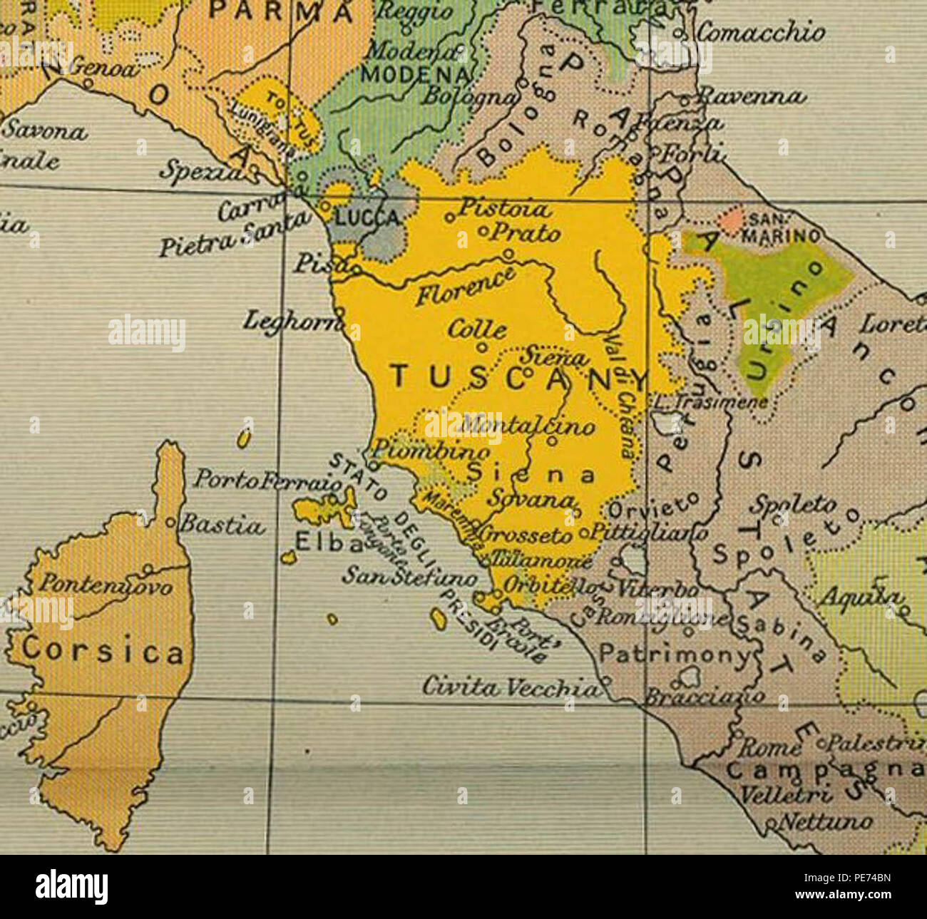 Map Of Tuscany Vintage Stock Photos & Map Of Tuscany Vintage Stock ...