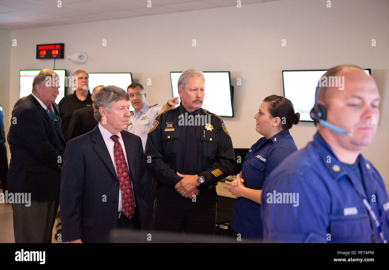 Lt. j.g. Ashley Bullard shows Judge Ed Emmett and Harris County Chief ...
