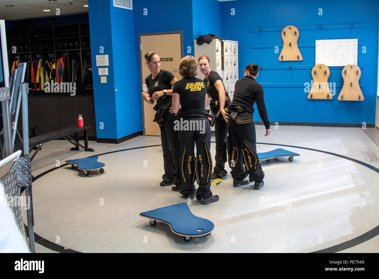 Members of the Golden Knights Women's Four-way formation skydiving team ...