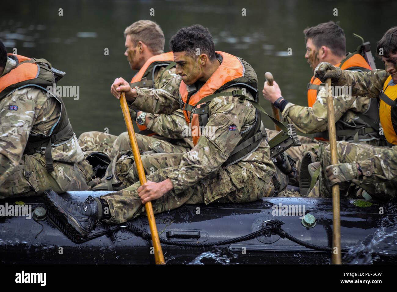British soldiers conduct the boat water crossing event during the ...