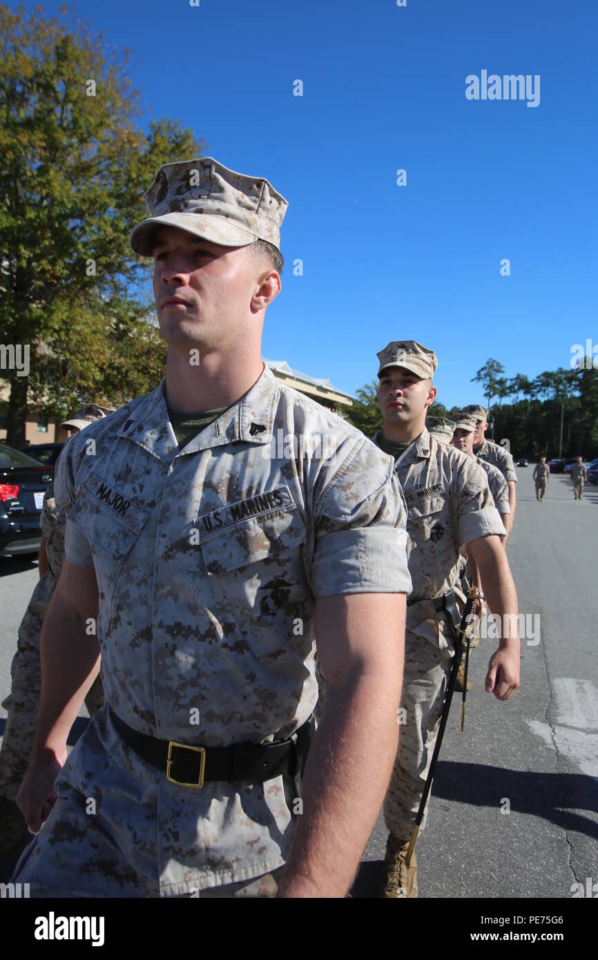 Cpl. Skyler Major acts as guide while practicing drill as part of the ...