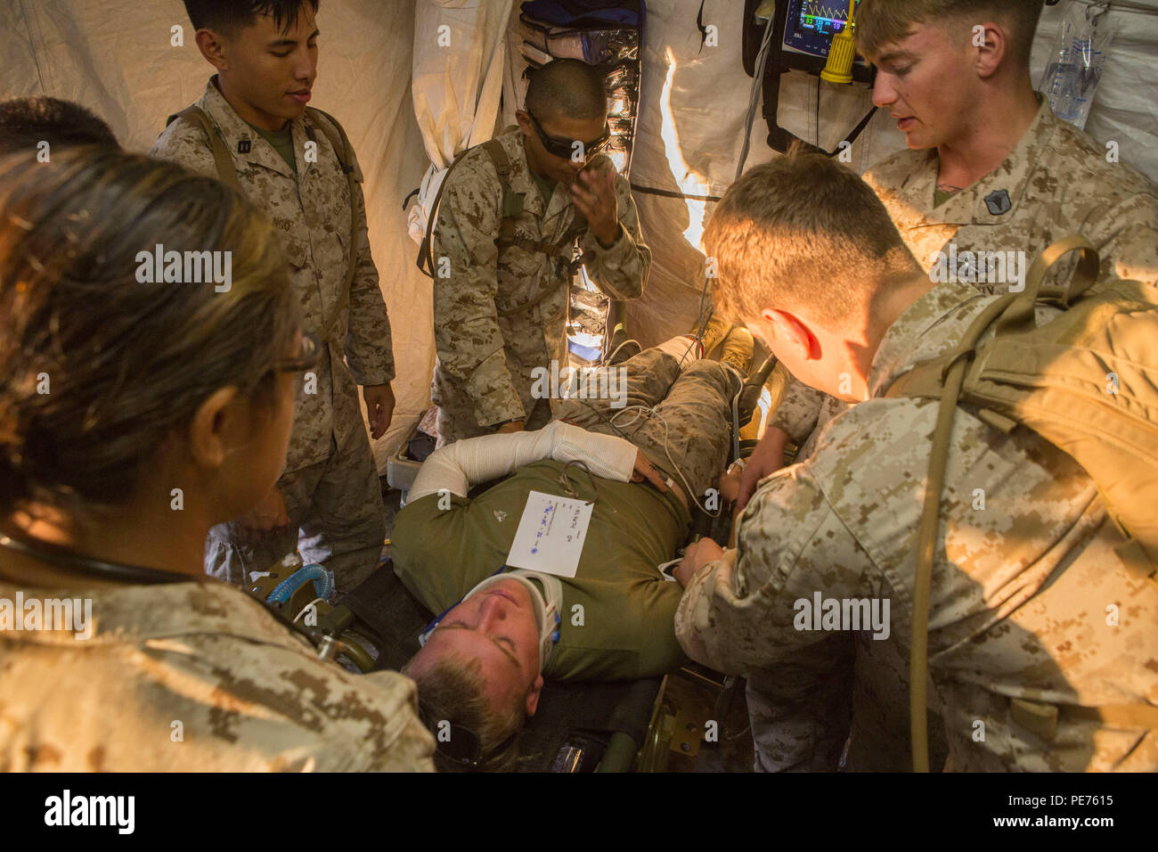 U.S. Navy Corpsmen with 1st Medical Battalion, 1st Marine Logistics ...