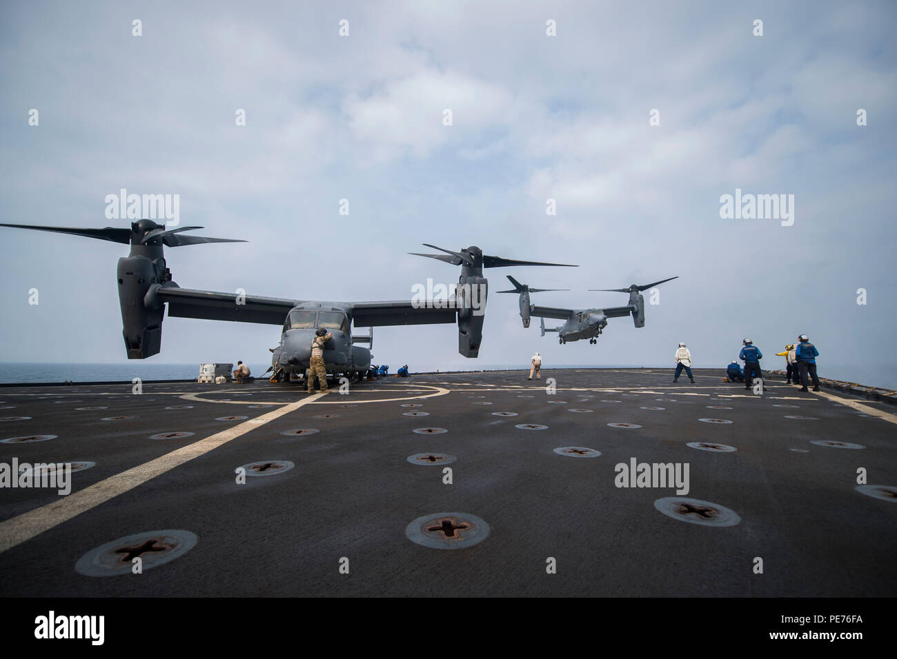 ARABIAN SEA (Oct. 21, 2015) Air Force CV-22 Osprey pilots from the 82nd ...