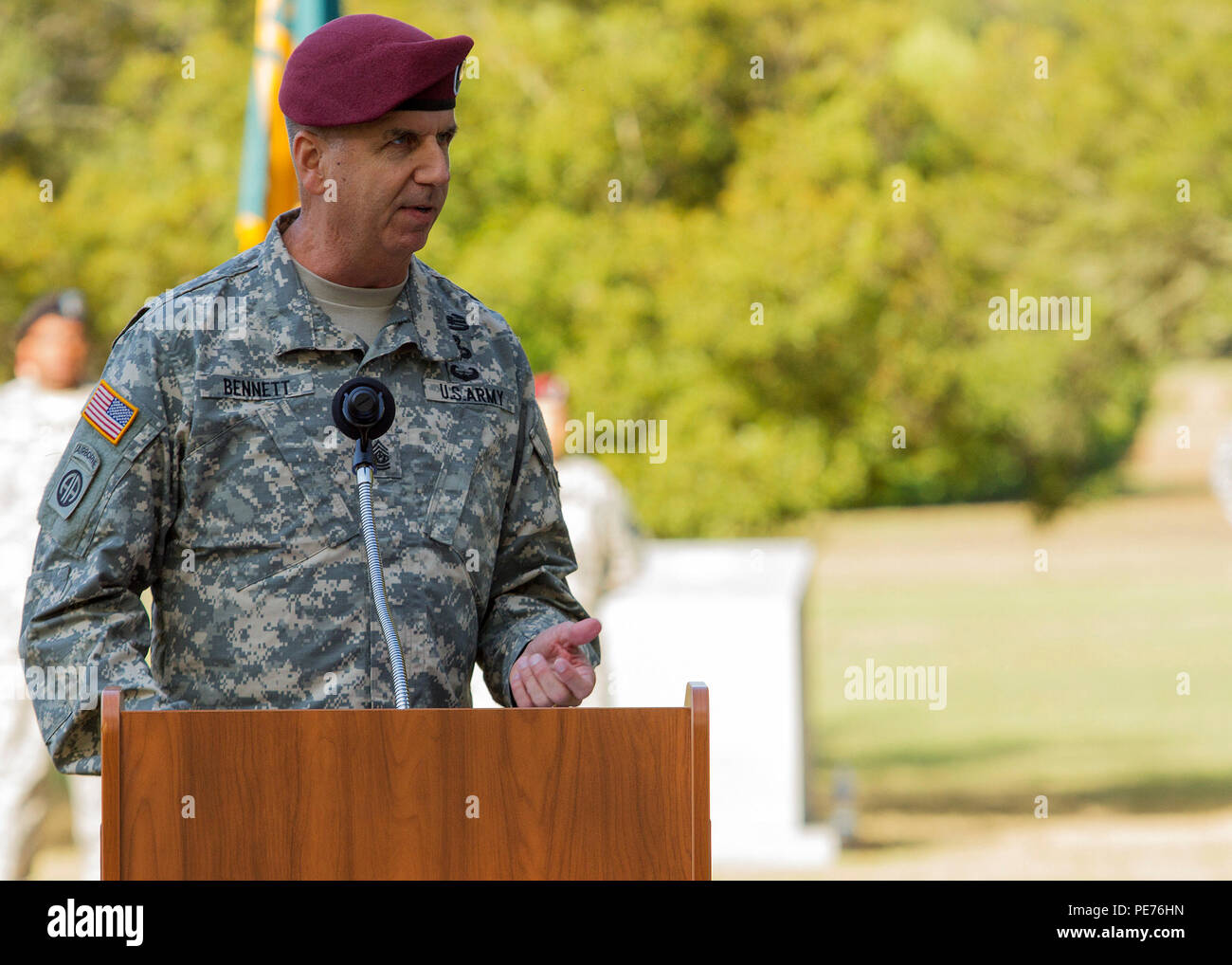 Command Sgt. Maj. Harry Bennett talks with Soldiers, friends and ...