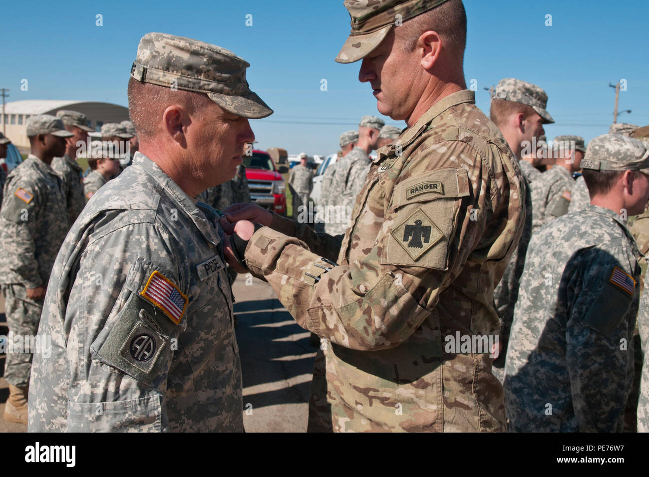 First Sgt. Brent Pearce, of Edmond, Okla., and a member of Company E ...