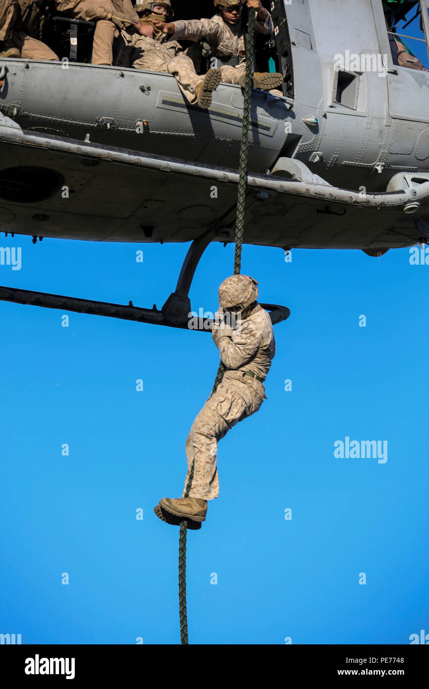 A Marine student with the Expeditionary Operations Training Group ...