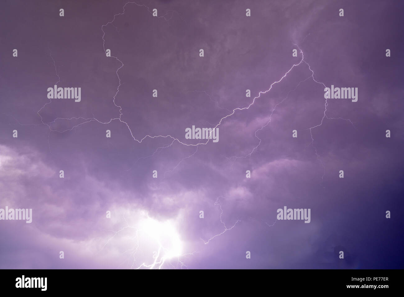 Thunder and Lightning strikes across the night sky, Kolkata, West ...