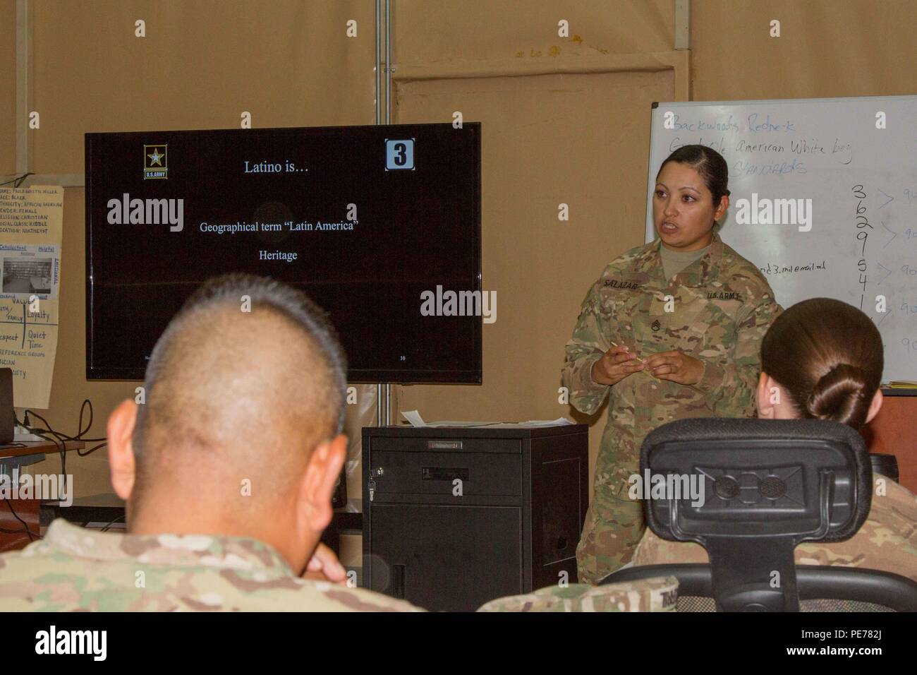 Staff Sgt. Tiffany Salazar, an EO representative from C Company, 136th ...