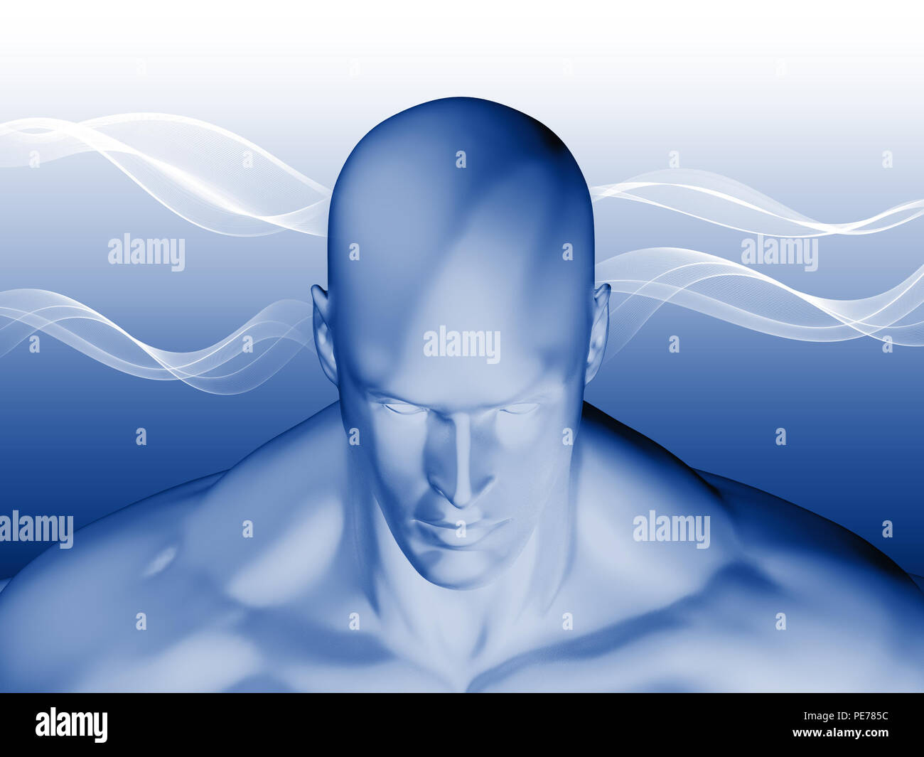 3D rendering of Human head with electric waves Stock Photo - Alamy