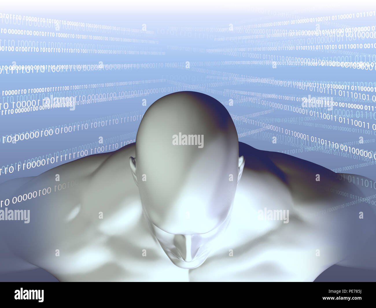 3D rendering of Human head on a background with binary code Stock Photo - Alamy