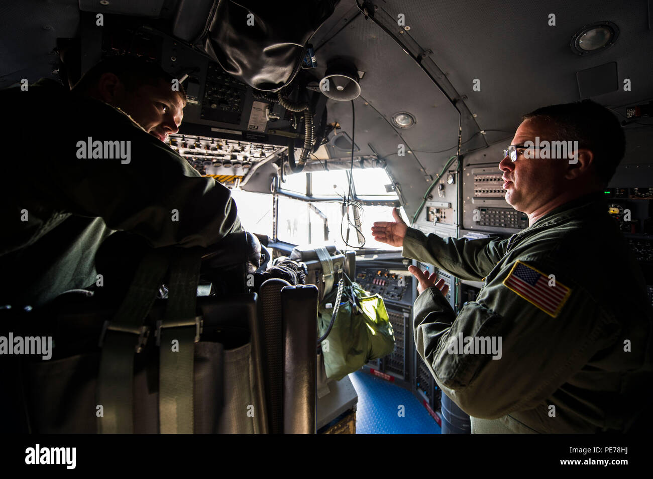Lt. Col. Curtis Garrett, a C-130 Hercules navigator assigned to the ...