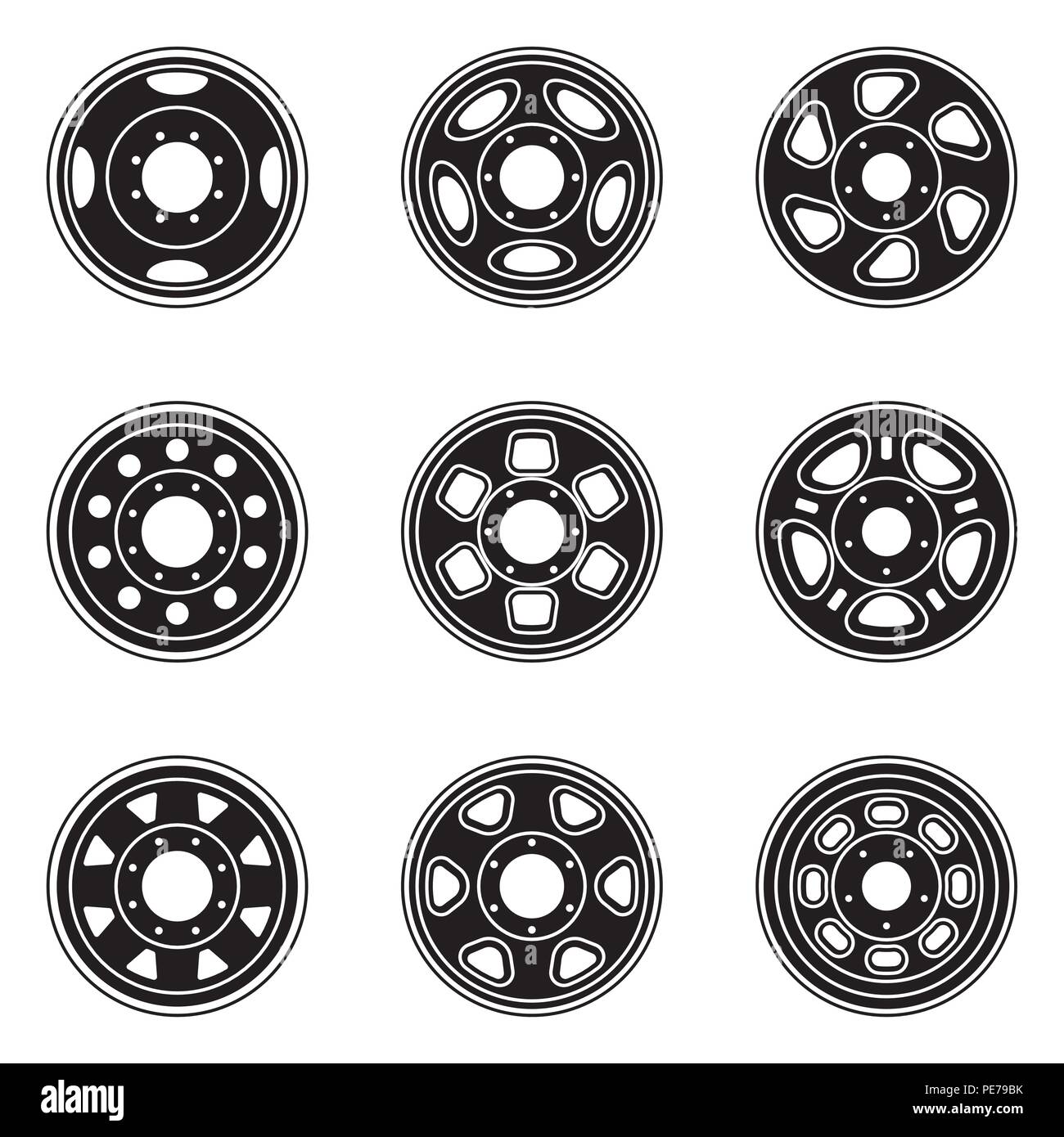 Set of lightweight truck rim icons set. Vector illustration Stock ...