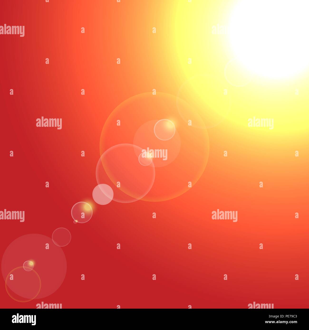 Vector Realistic sun burst with flare on red background Stock Vector ...